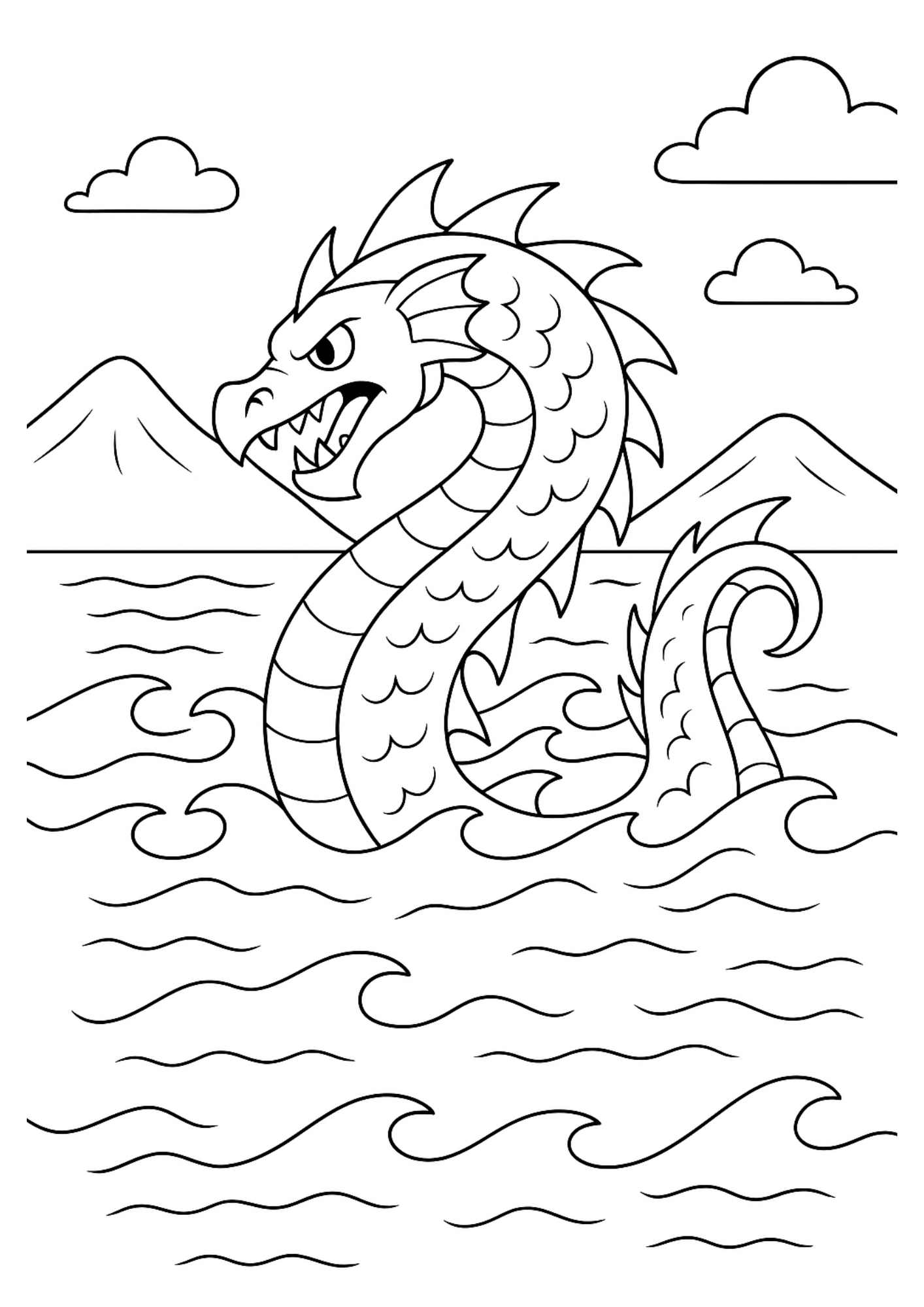 Sea Serpent Coloring Page – Mythical Ocean Creature Printable - Help My ...